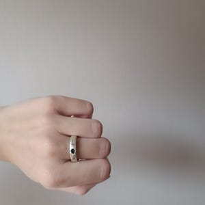 Sapphire Ring, Chunky Sand Cast Ring Bands With Sapphire, Sterling ...