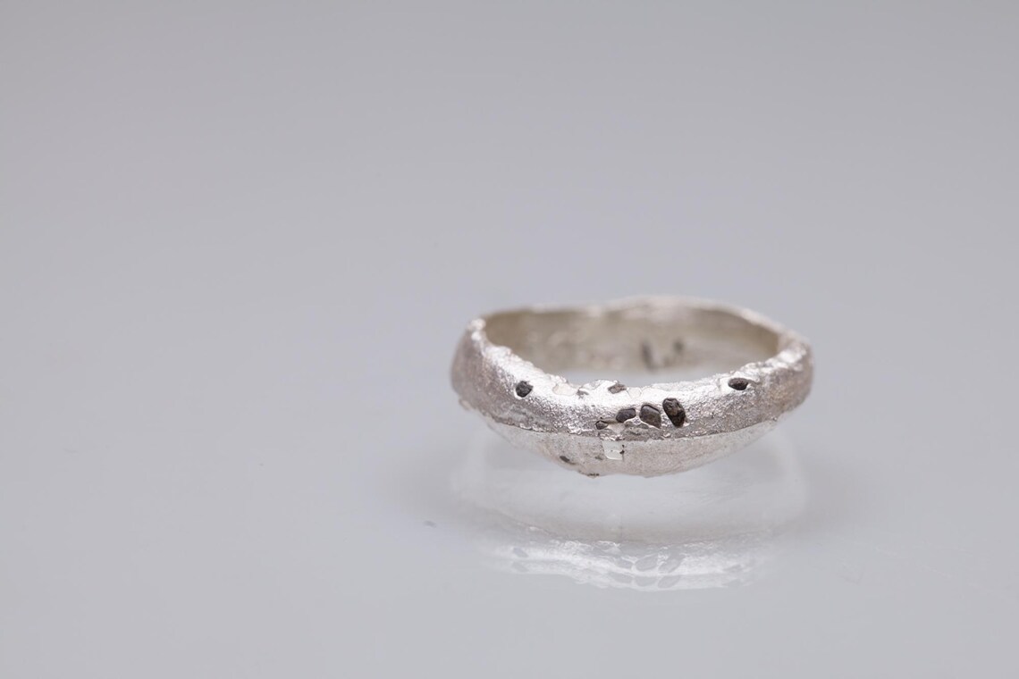 Ocean Ring Band With Tiny Grains of Sands, Sandcast Ring From Cinque ...