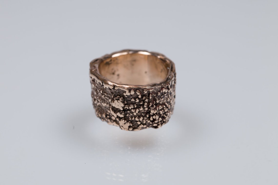 Rustic Bronze Wide Band Ring Textured Bronze Anniversary | Etsy