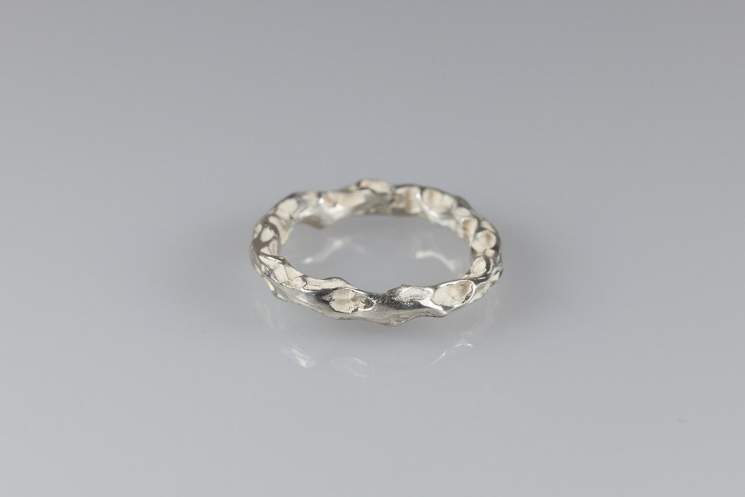 Matching Promise Rings for Couple, Men Nature Ring, Organic Silver Ring ...