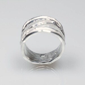 Chunky Ring in Sterling Silver, Ocean Wave Ring, Wideband, Silver Band ...