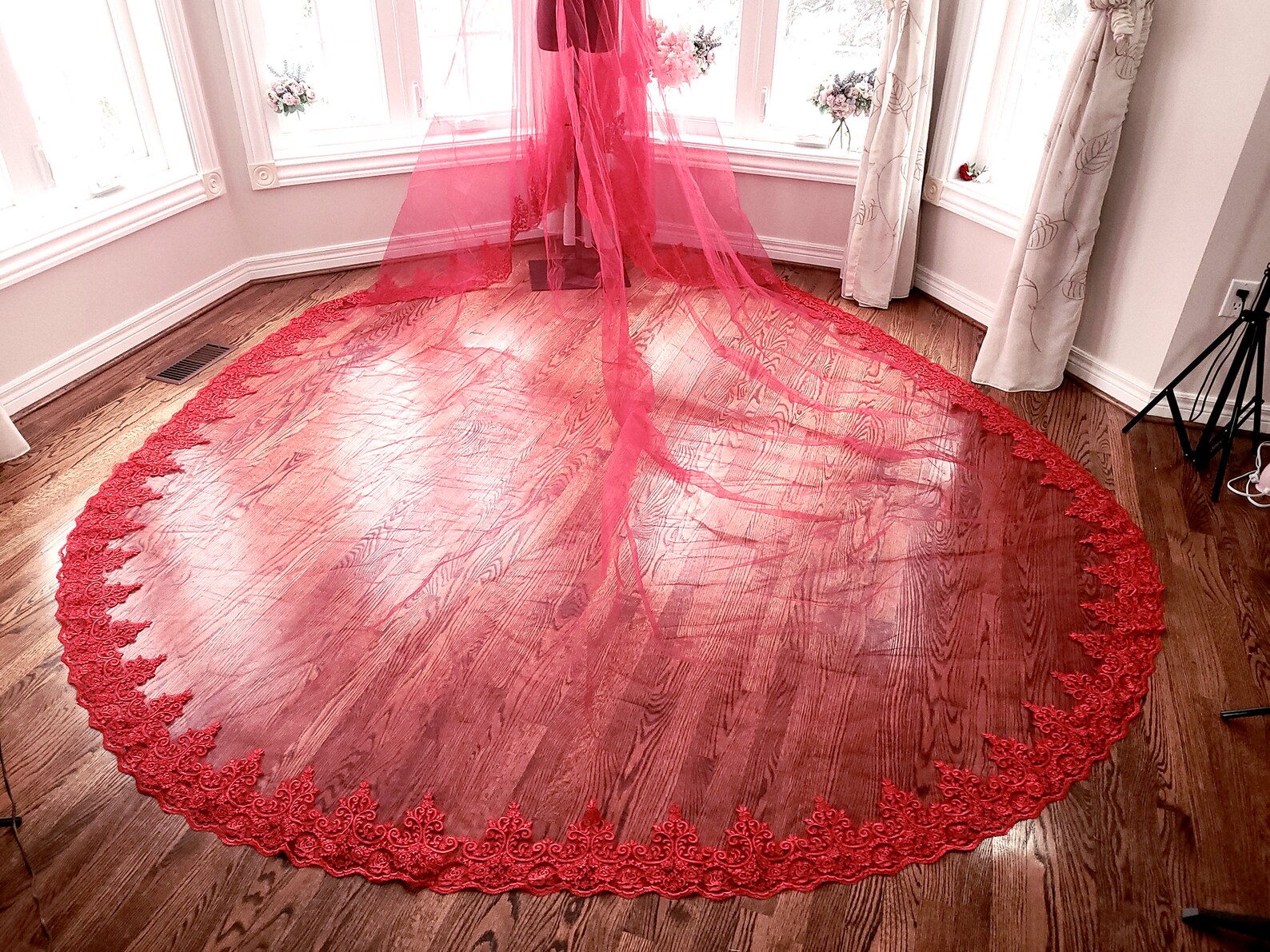 Red Wedding Veil Red Veil Red Cathedral Veil Red Lace Veil - Etsy Canada