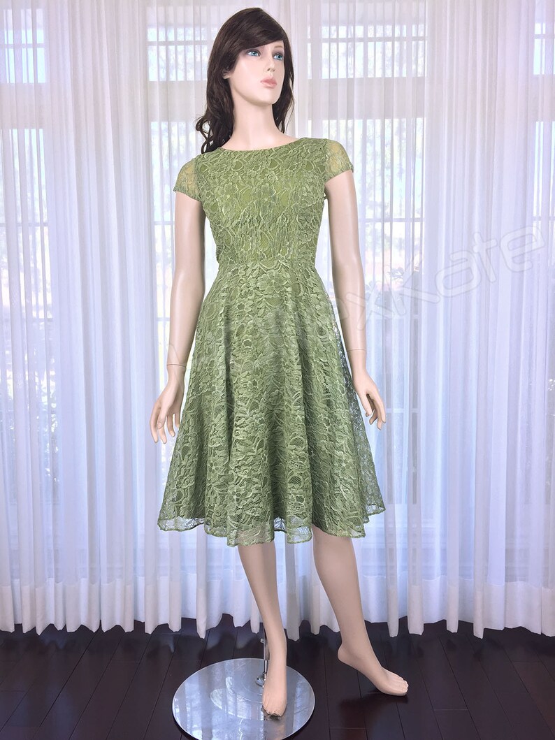 Sage Vintage Dress Sage Bridesmaid Dress Sage 50s Dress - Etsy