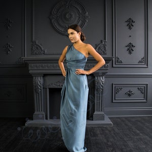 Maxi Greek Dress, Blue Grecian Dress, Blue Maxi Dress, Blue Prom Dress ...