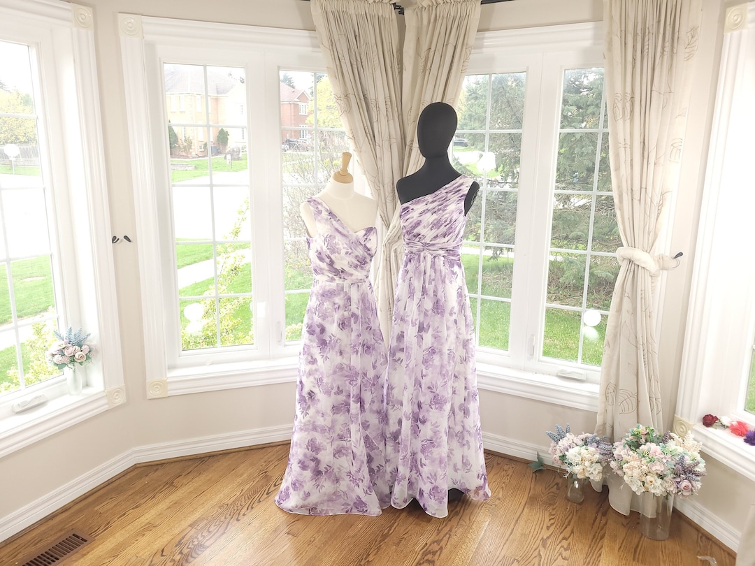 Purple Floral Dress, Floral Bridesmaid Dress, Floral Maxi Dress, Boho ...