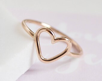 Sterling Silver Heart Ring Heart Ring Simple Silver Ring | Etsy