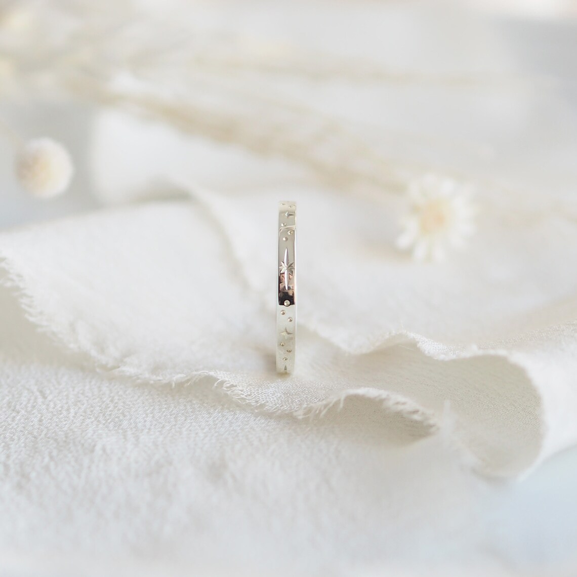 9ct Gold Star Engraved Ring Celestial Gold Ring Starry Ring | Etsy