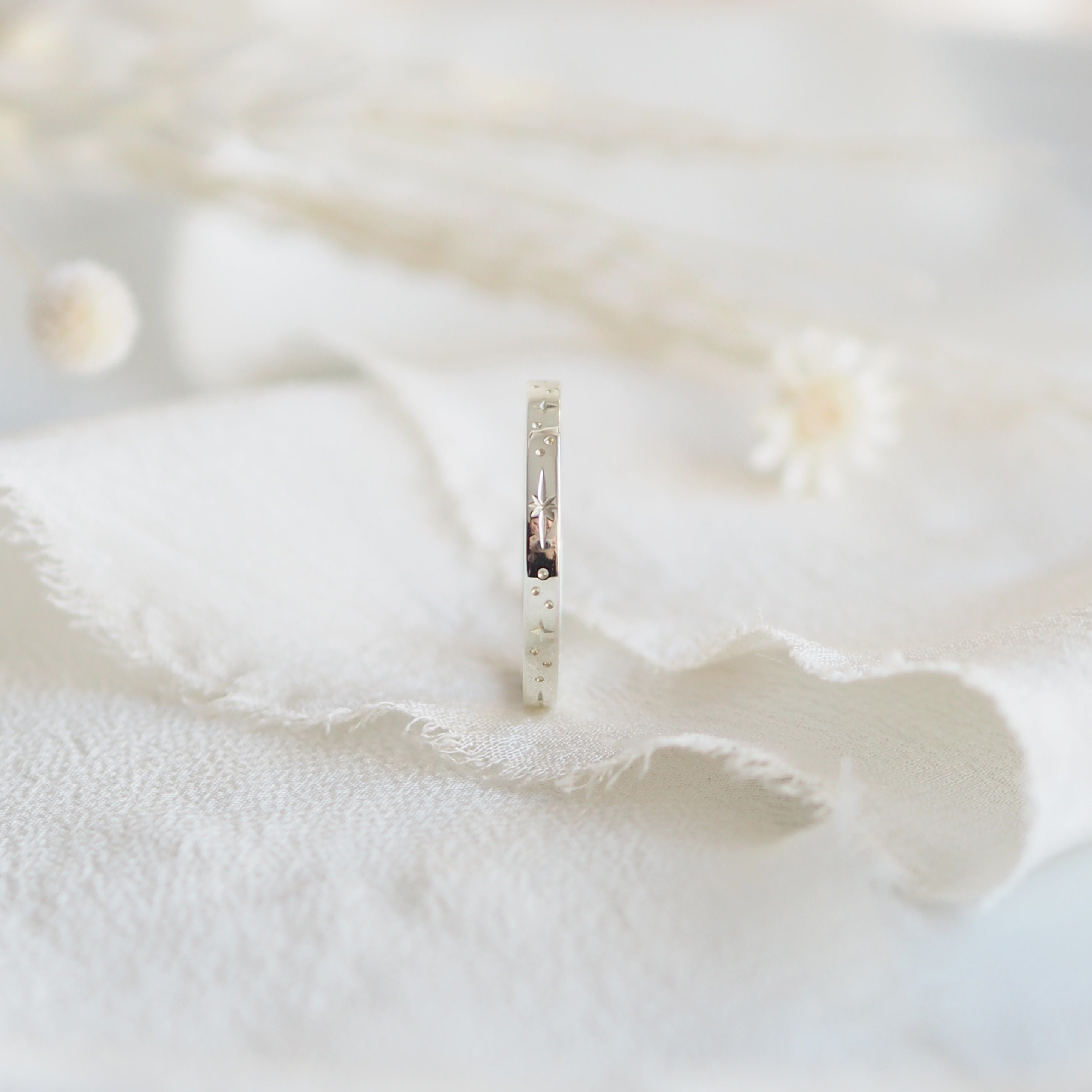 9ct Gold Star Engraved Ring Celestial Gold Ring Starry Ring | Etsy