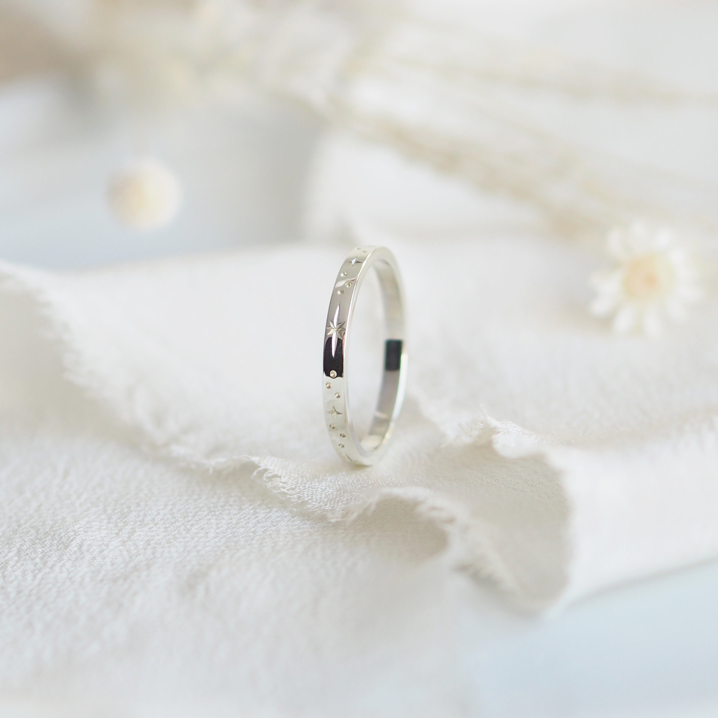 9ct Gold Star Engraved Ring Celestial Gold Ring Starry Ring | Etsy