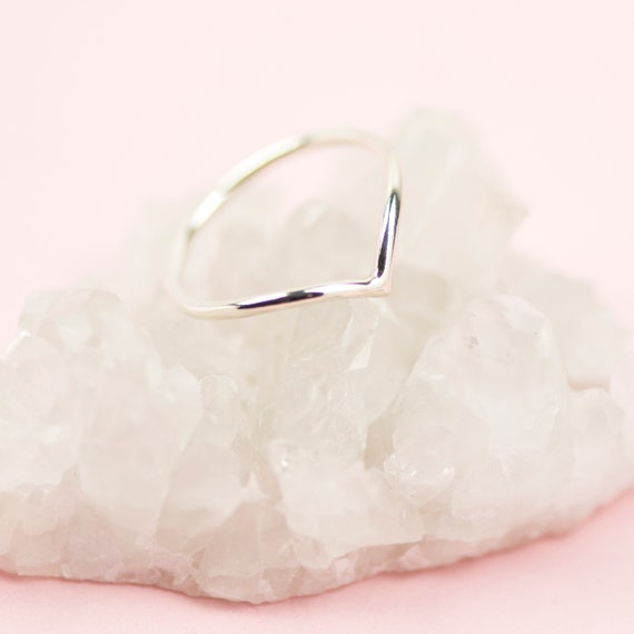 Wishbone Ring Sterling Silver Stacking Ring Silver Chevron - Etsy