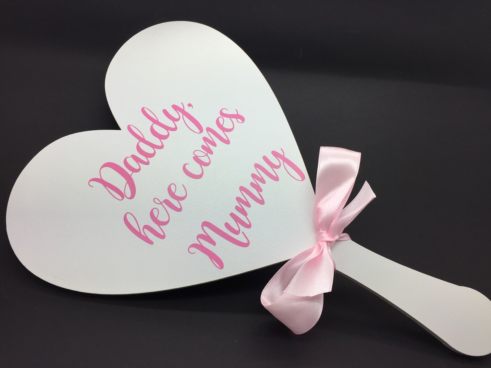 Personalised Wedding Sign Paddle Daddy Here Comes Mummy Here | Etsy