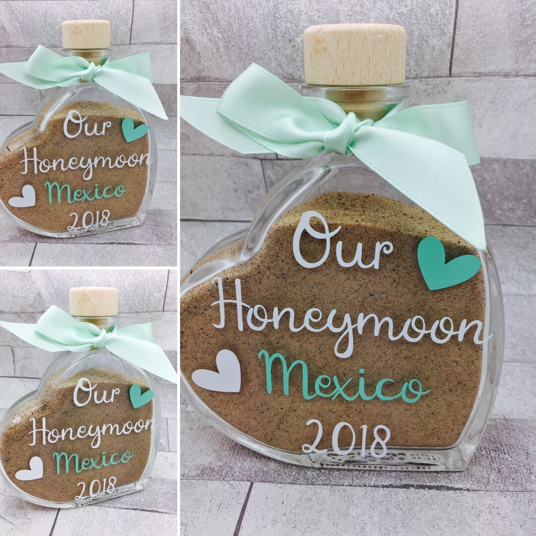 Personalised Honeymoon Destination Sand Keepsake Bottle Jar, Sand ...
