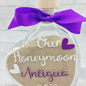 Personalised Honeymoon Destination Sand Keepsake Bottle Jar, Sand ...