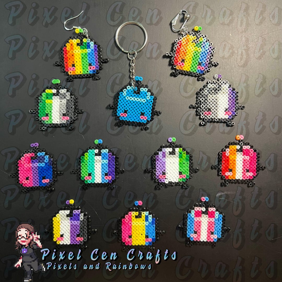 Stardew Valley Junimo Pride Perler Charms, Clip-on Earrings, Keychains ...