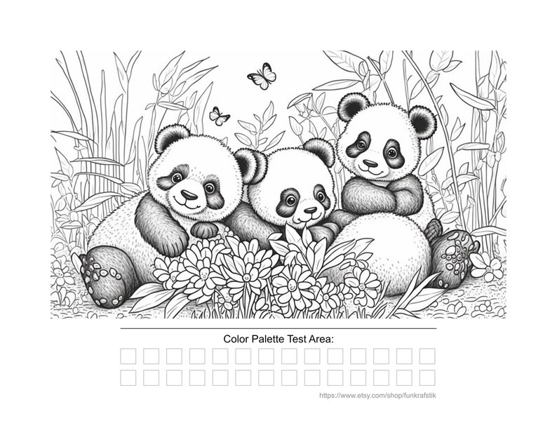Panda Bear Cubs Coloring Pages for Adults 16 Adult Coloring - Etsy