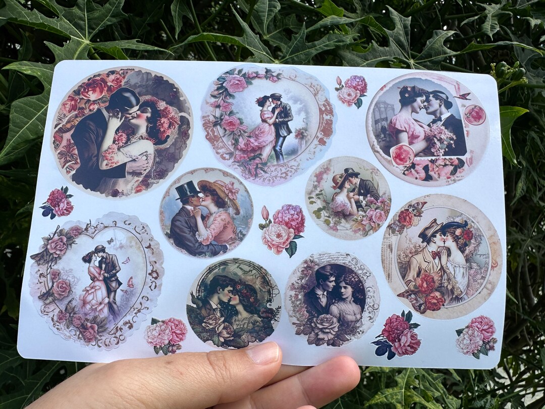 Vintage Look Romance Sticker Sheet, Love Couples, Ephemera Vintage ...