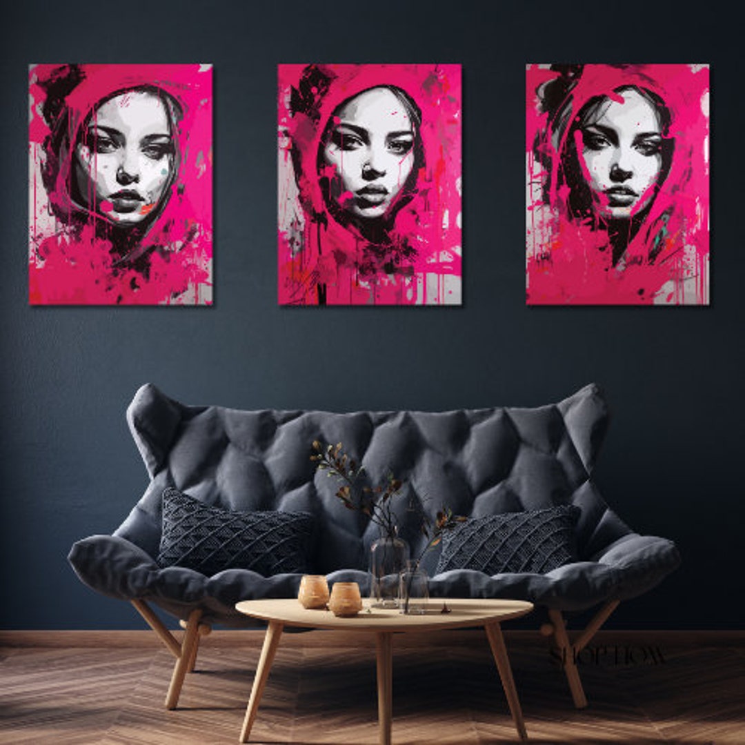 Hot Pink Art, Digital Art Hot Pink, Beautiful Woman Expressions With ...