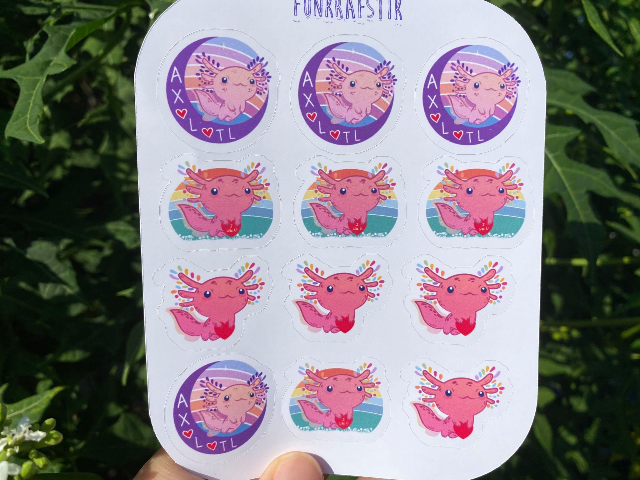 Axolotl Sticker Sheet Love Axolotl Lover Cute Axolotl Gift Mexican ...