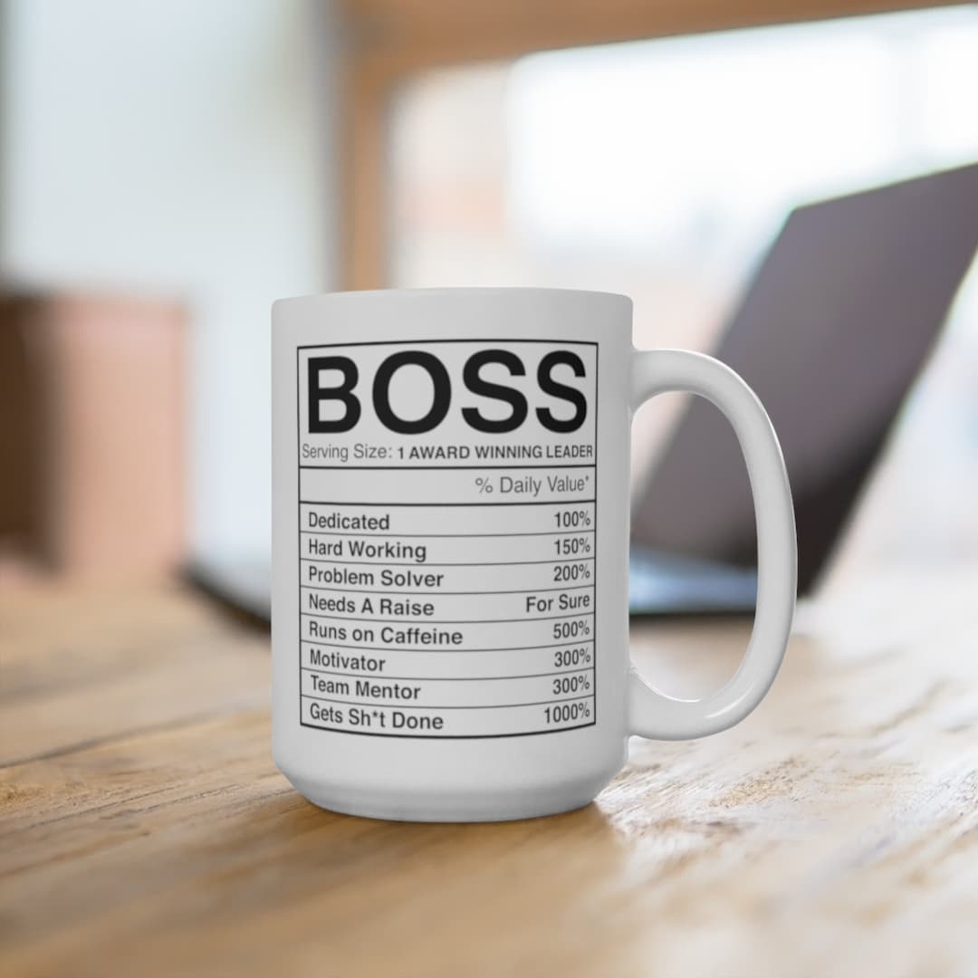 Boss Mug, Nutritional Label Boss, Bosses Day Coffee Cup, Gift for Boss ...