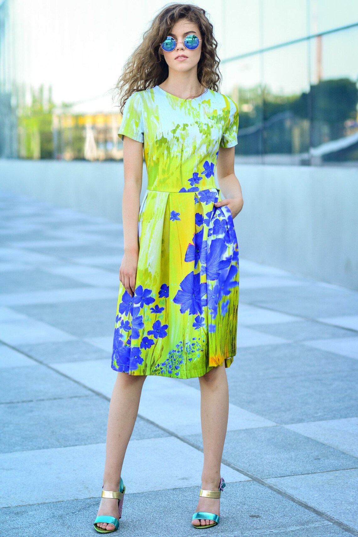 Floral Dress Abstract Dress Women Dress Short Sleeved - Etsy