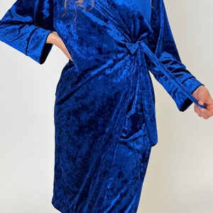 Blue Velvet Robe, Women Velvet Robe, Holiday Loungewear, Plus Size ...