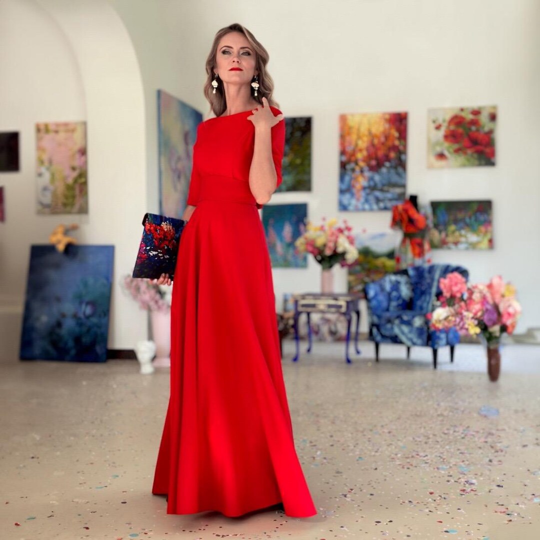 Long Red Maxi Dress, Women Maxi Dress, Gown Maxi Dress, Prom Dress ...