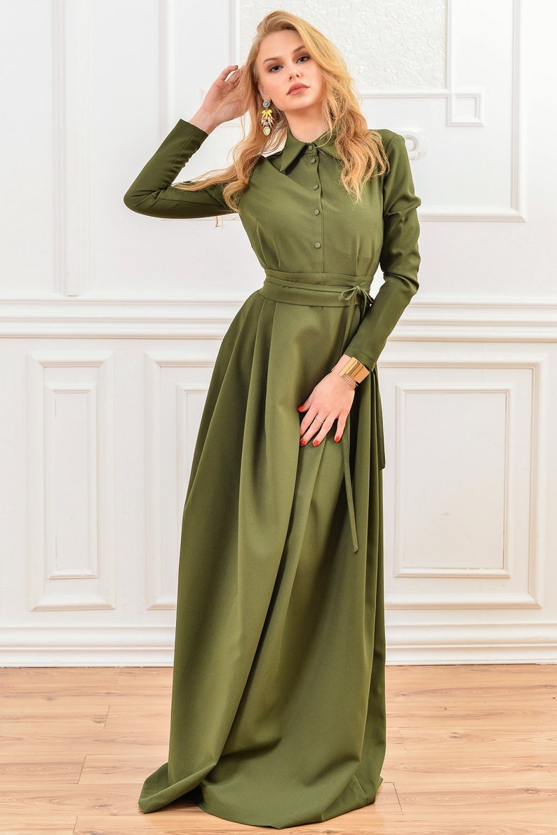 Shirt Maxi Dress Women Collar Dress Plus Size Clothing Long | Etsy
