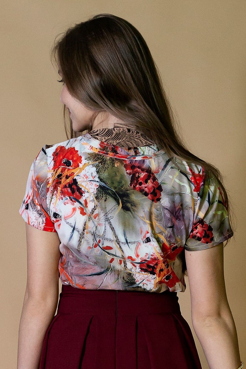 Printed T-shirt, Colorful Tee, Summer T-shirt, Floral T-shirt, Women ...