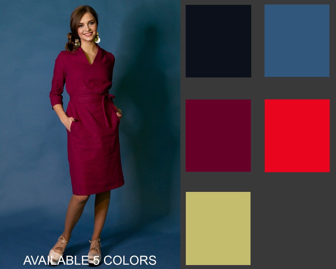 Linen Dress Women Raspberry Dress Linen Clothing Plus Size - Etsy