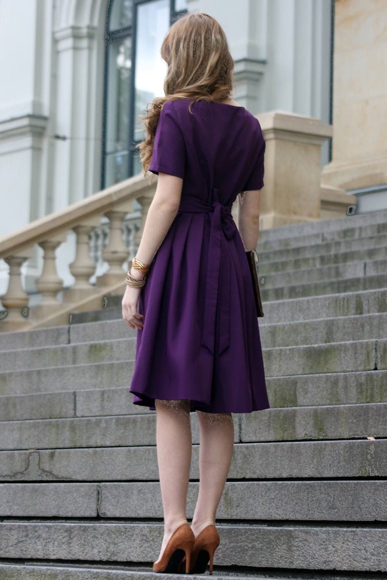 Purple Midi Dress Women Cocktail Dress Formal Dress High - Etsy
