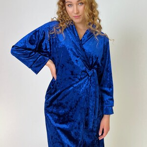 Blue Velvet Robe, Women Velvet Robe, Holiday Loungewear, Plus Size ...