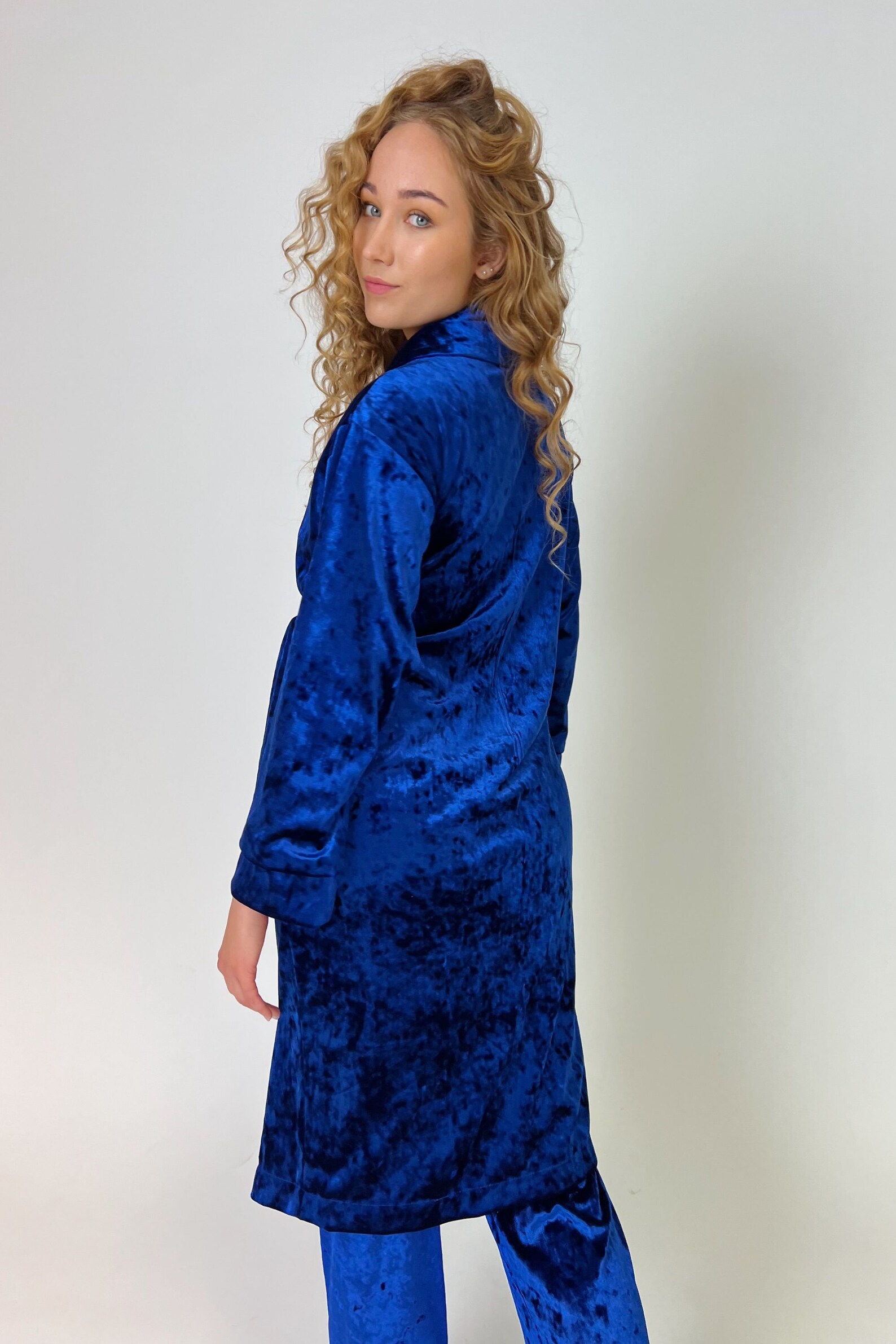 Blue Velvet Robe, Women Velvet Robe, Holiday Loungewear, Plus Size ...