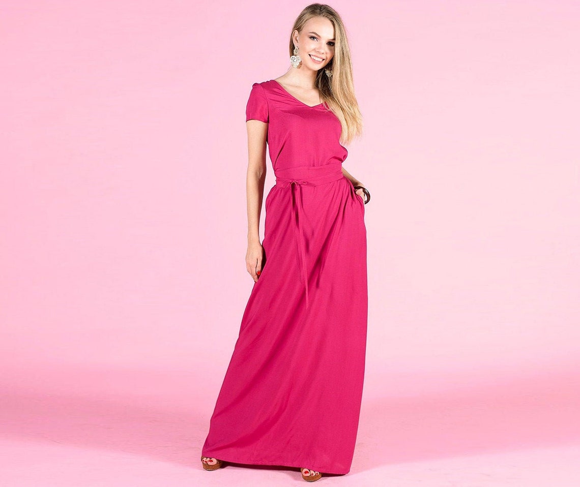 Maxi Dress Plus Size Dress Raspberry Dress Plus Size | Etsy