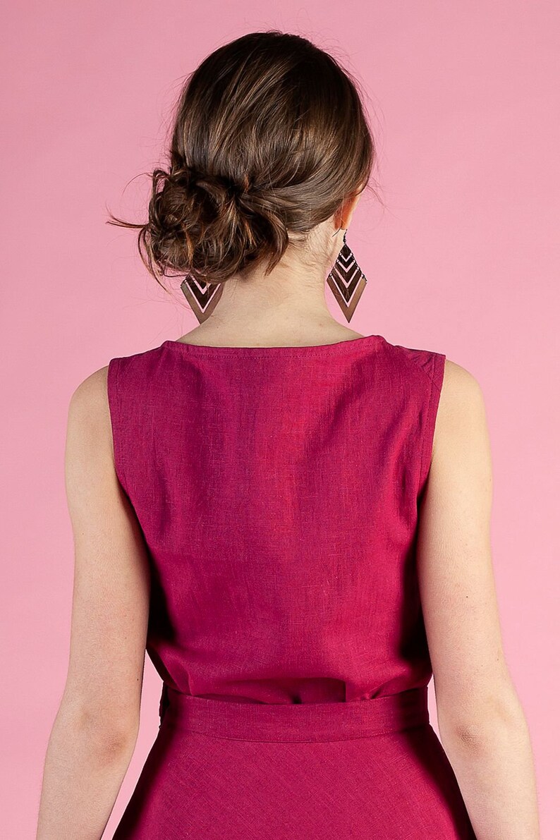 Raspberry Top Red Top Tank Top Summer Top Linen Top Plus | Etsy