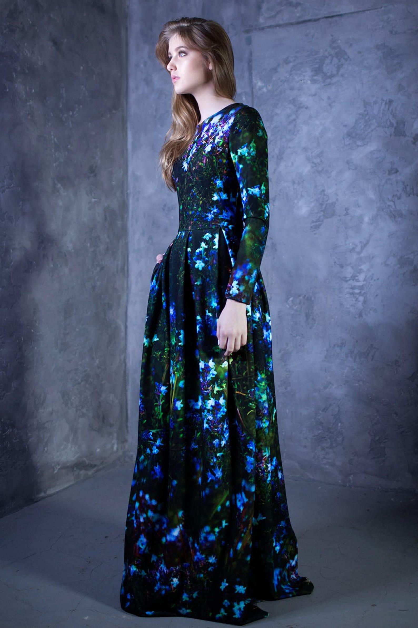 Plus Size Maxi Dress Long Sleeve Dress Mod Dress Women - Etsy