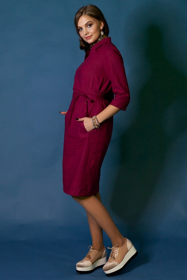 Linen Dress Women Raspberry Dress Linen Clothing Plus Size - Etsy