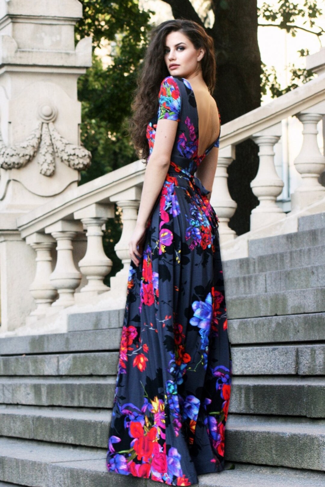 Open Back Dress, Plus Size Maxi Dress, Floor Length Dress, Prom Dress ...