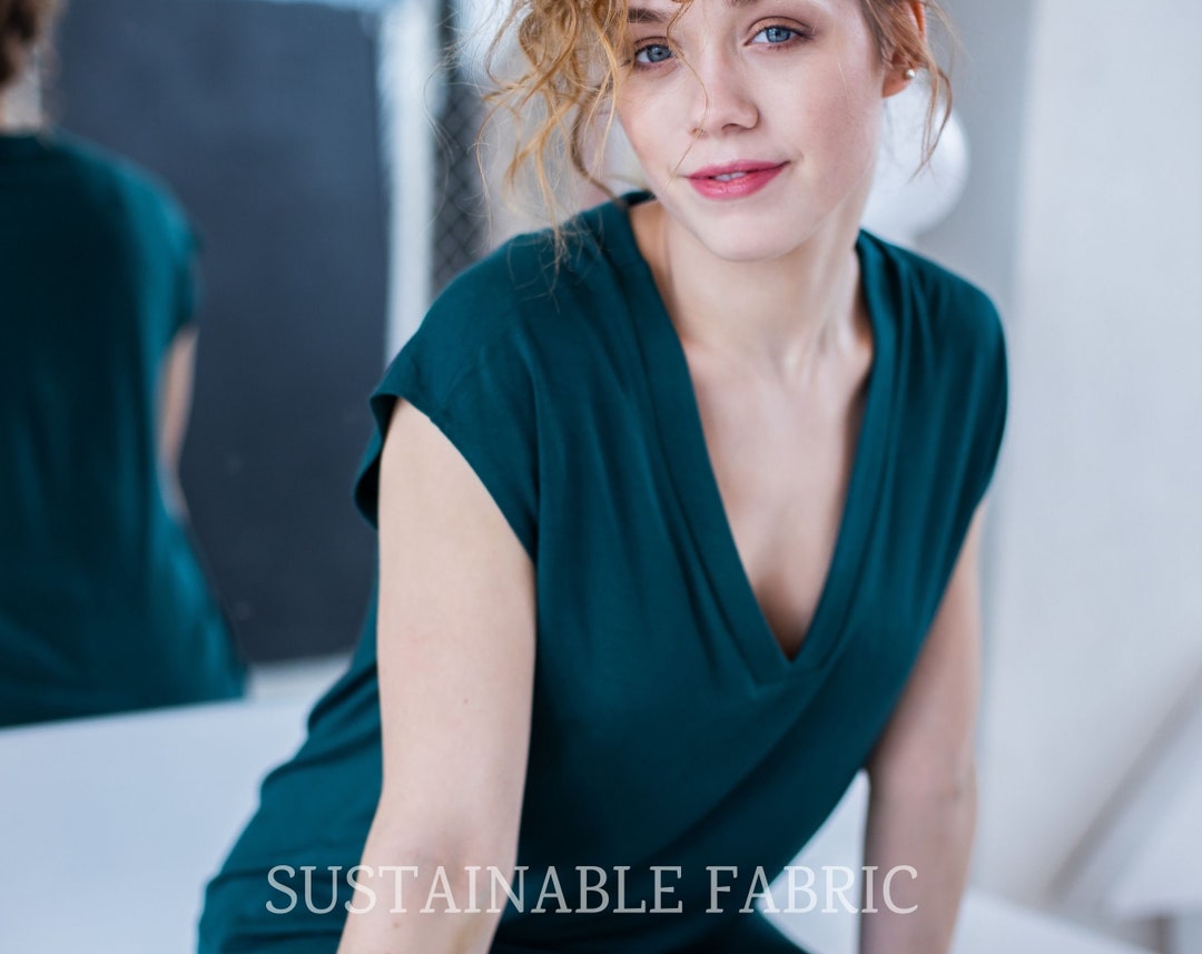 Dark Green Top, Loose Fitting Tops, Plus Size Tops for Women, Jersey ...