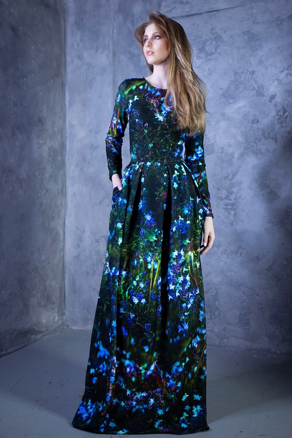 Plus Size Maxi Dress Long Sleeve Dress Mod Dress Women - Etsy