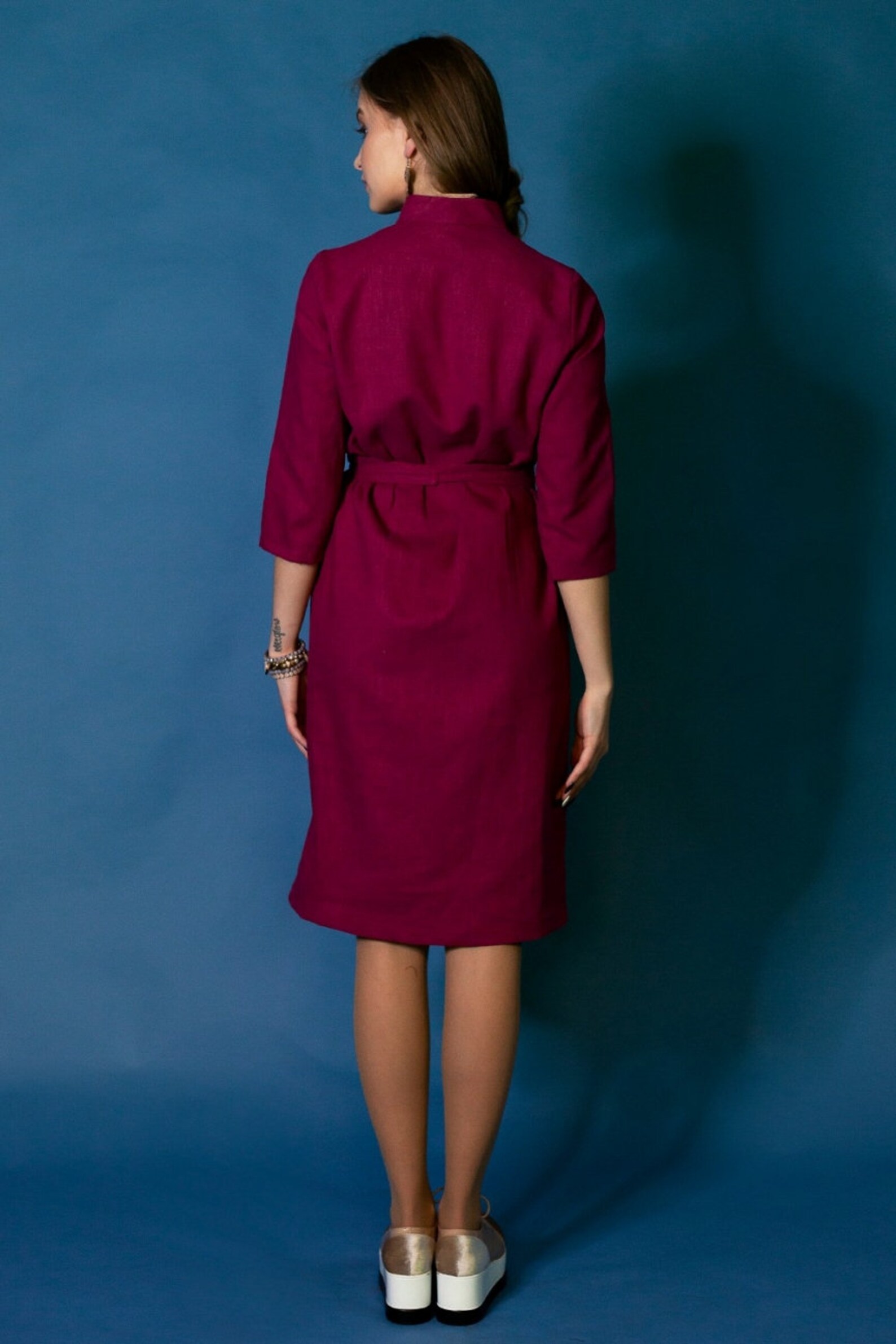 Linen Dress Women Raspberry Dress Linen Clothing Plus Size - Etsy