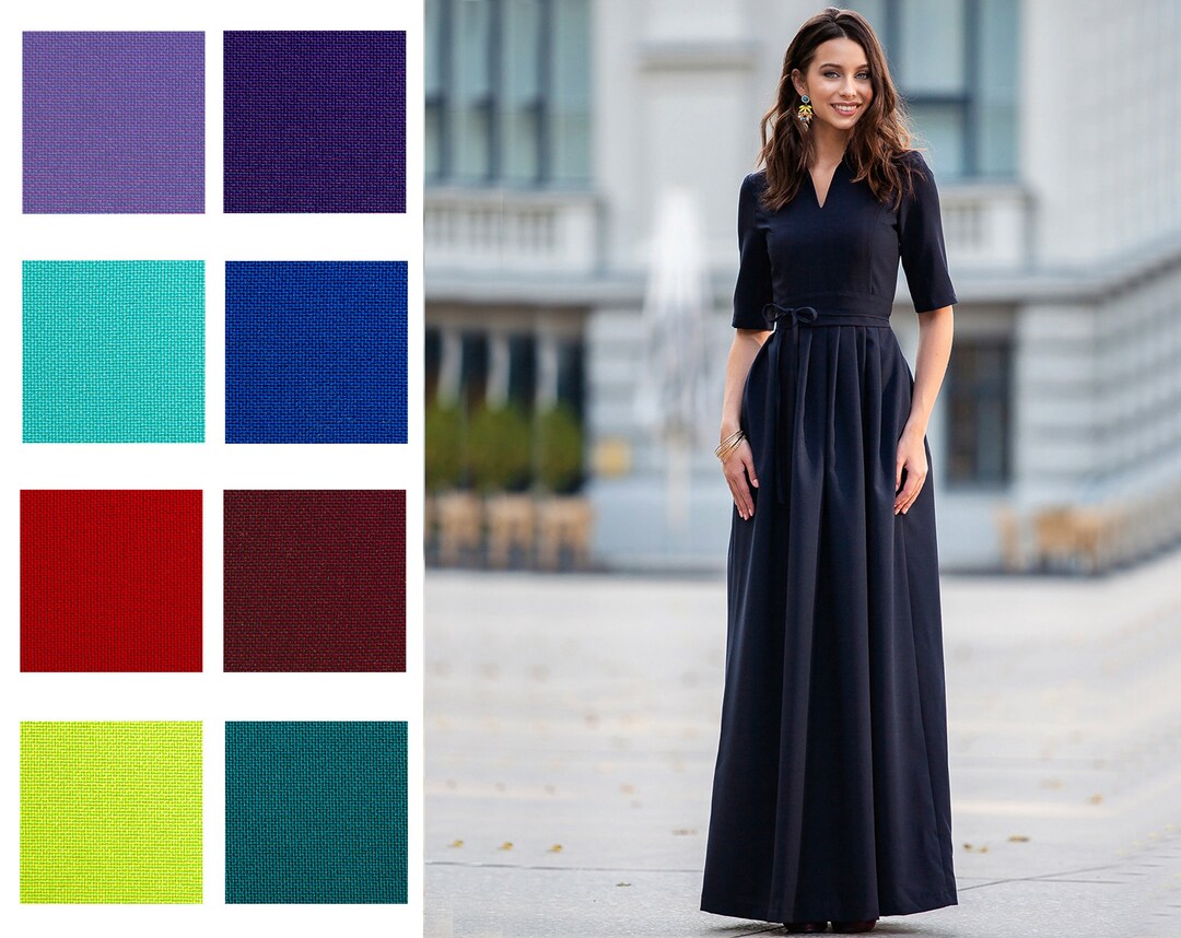 Classic Dark Blue Maxi Elegant Dress Perfect for Any Formal Occasion ...