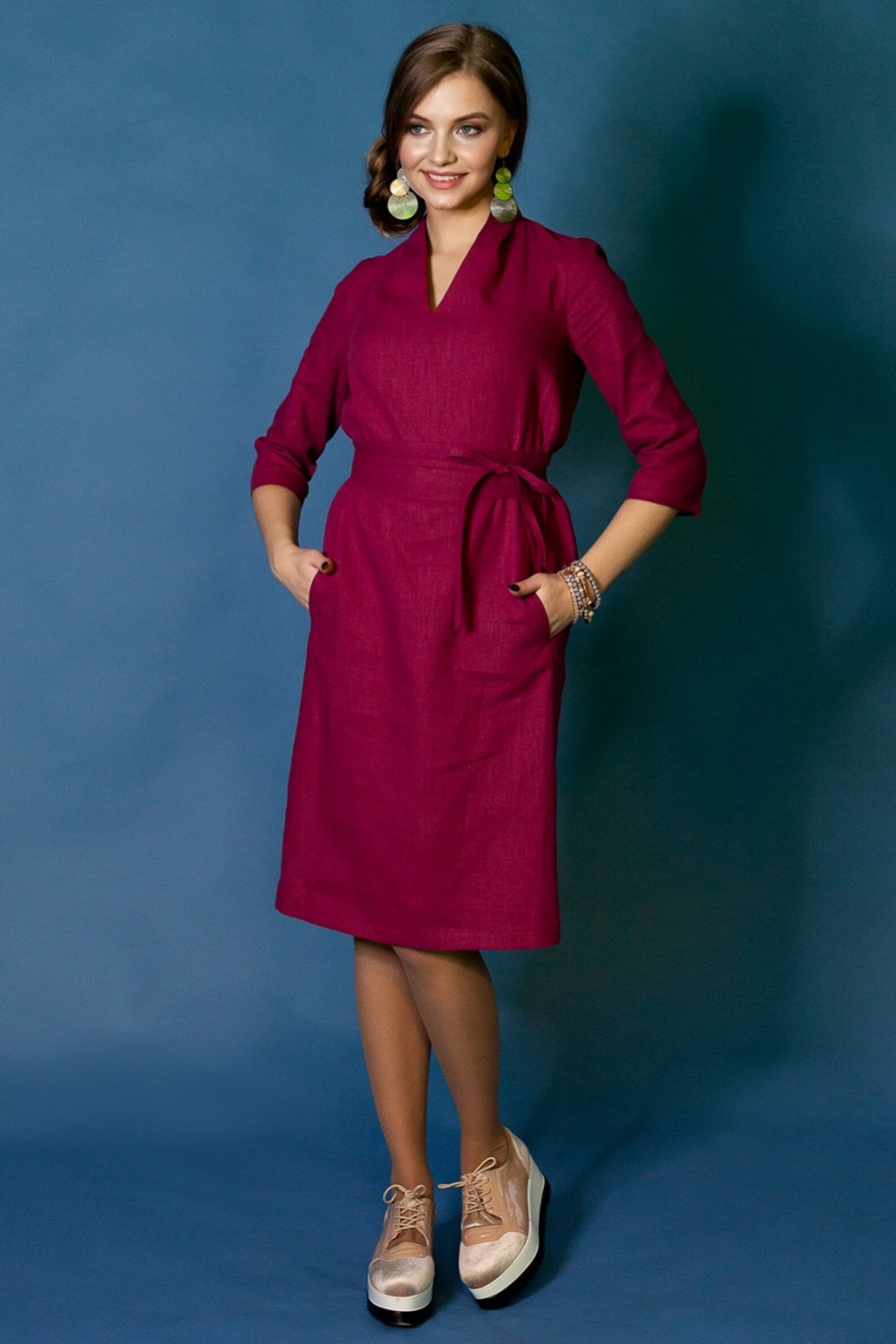 Linen Dress Women Raspberry Dress Linen Clothing Plus Size - Etsy