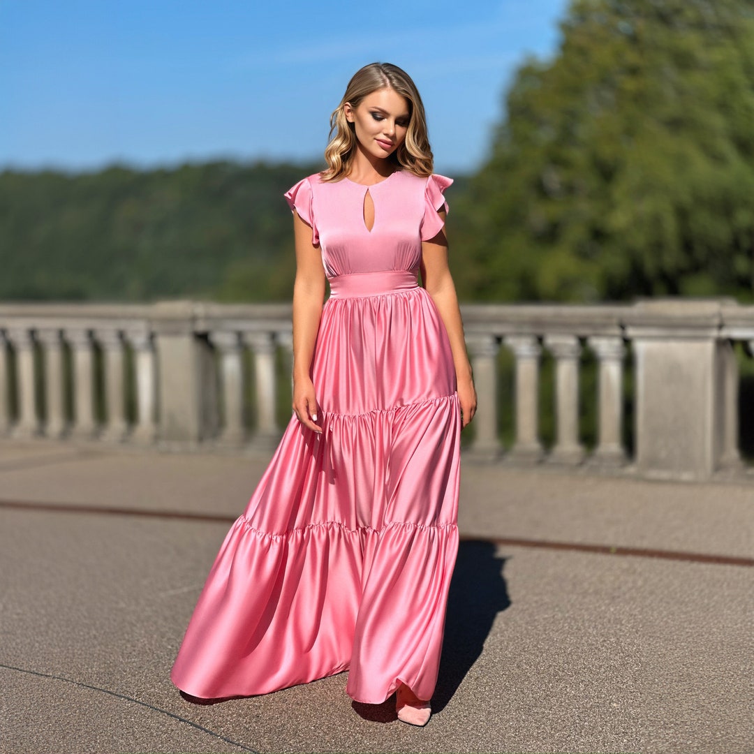 Barbie Bridesmaid Dress, Maxi Dress, Tiered Floor Length Dress, Evening ...