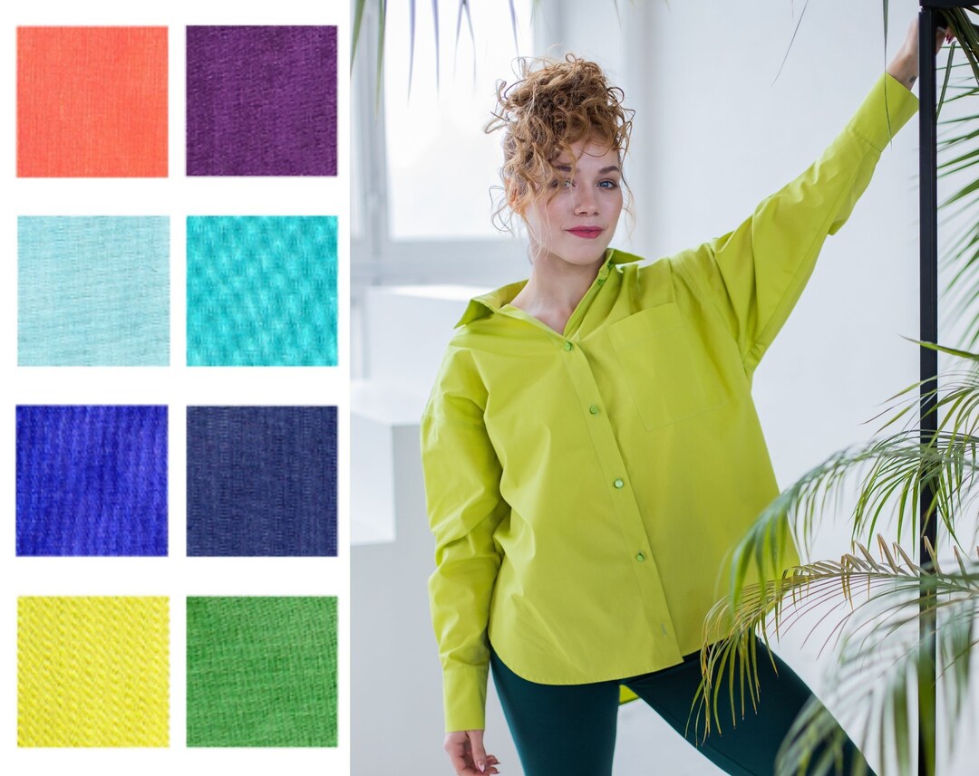 Chemise en coton bio, Chemise à col, Chemisier coloré, Chemise en coton ...