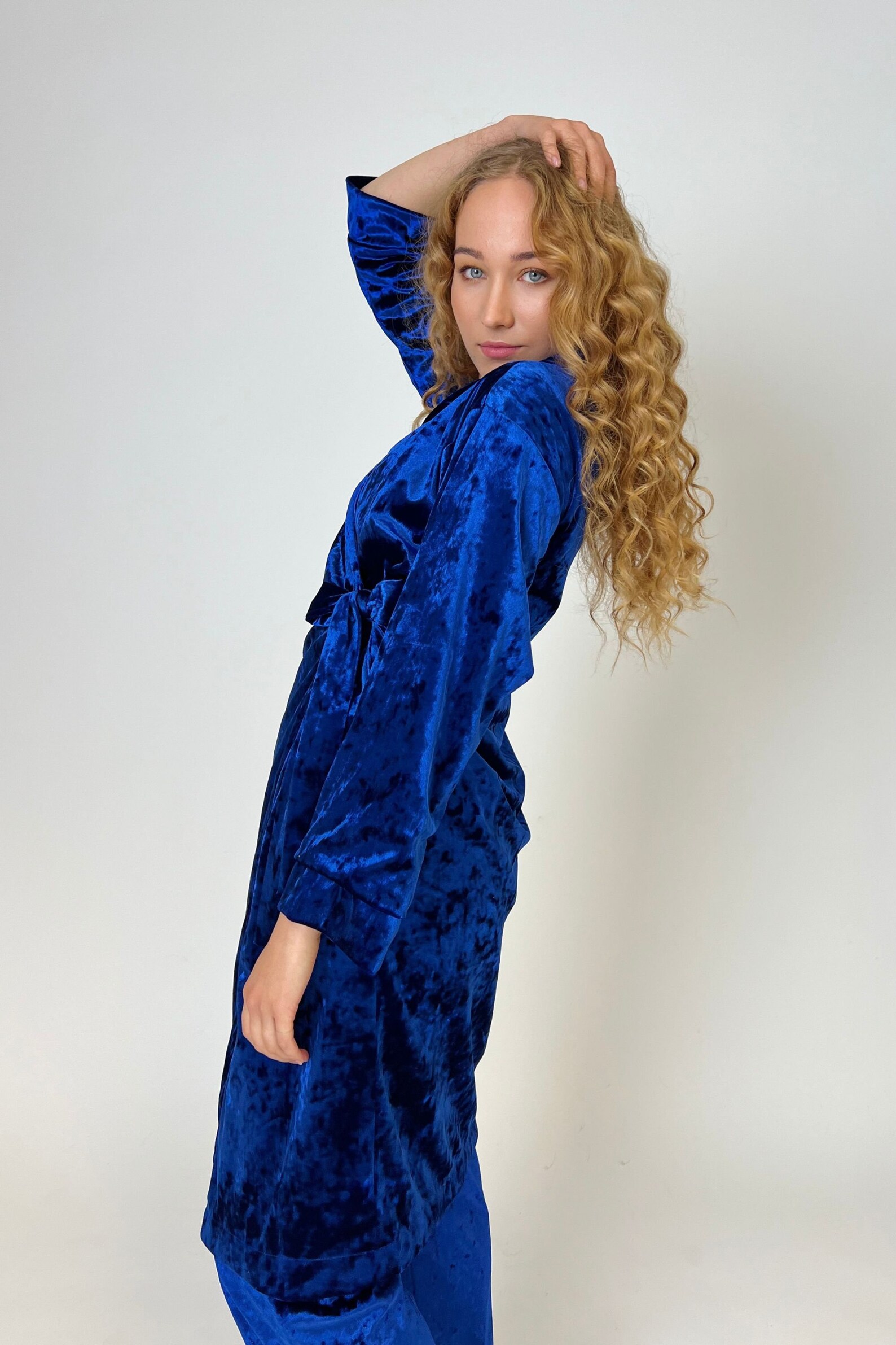 Blue Velvet Robe, Women Velvet Robe, Holiday Loungewear, Plus Size ...