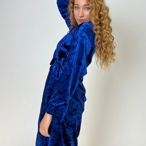 Blue Velvet Robe, Women Velvet Robe, Holiday Loungewear, Plus Size ...