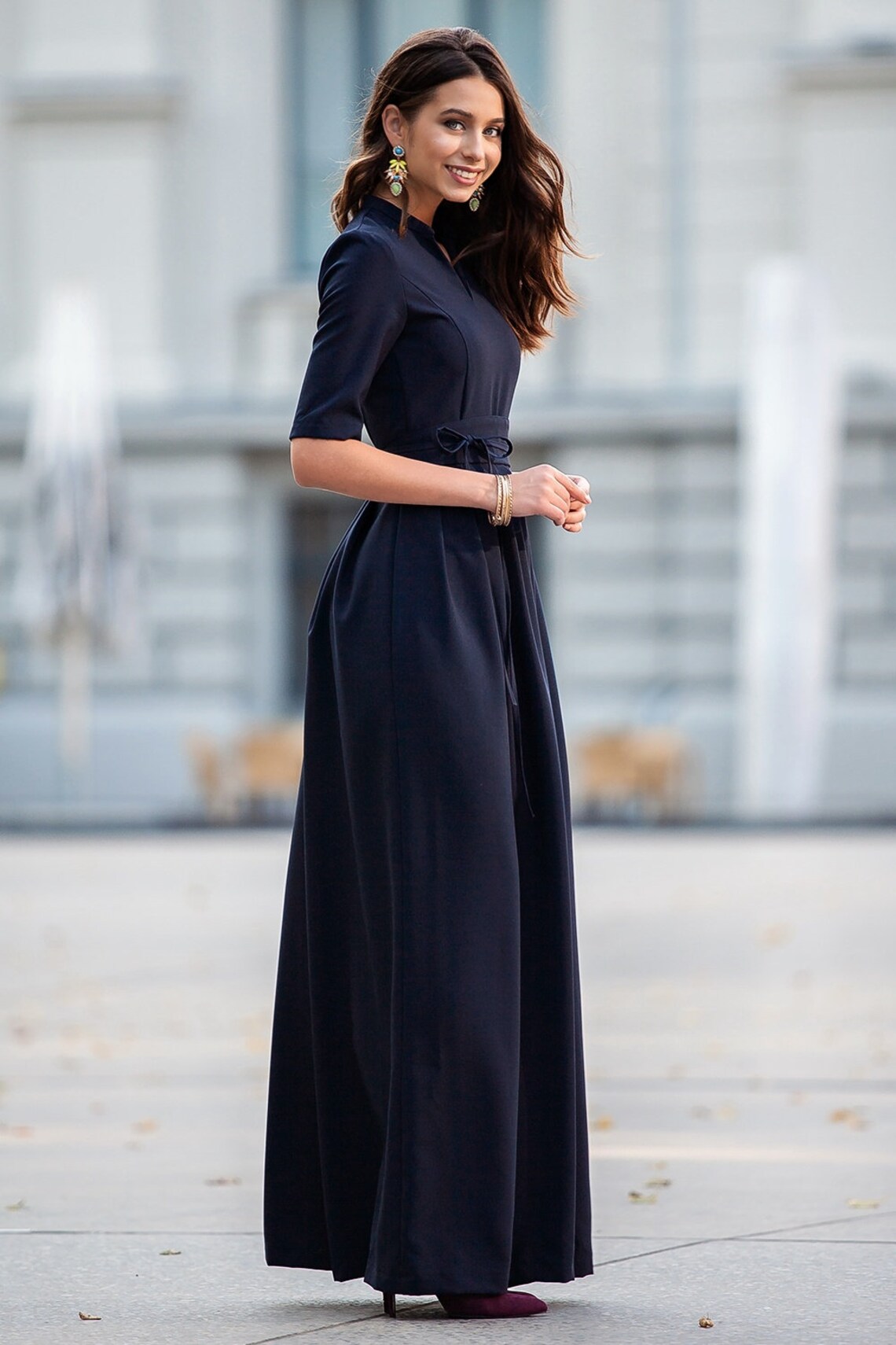 Classic Dark Blue Maxi Elegant Dress Perfect for Any Formal | Etsy