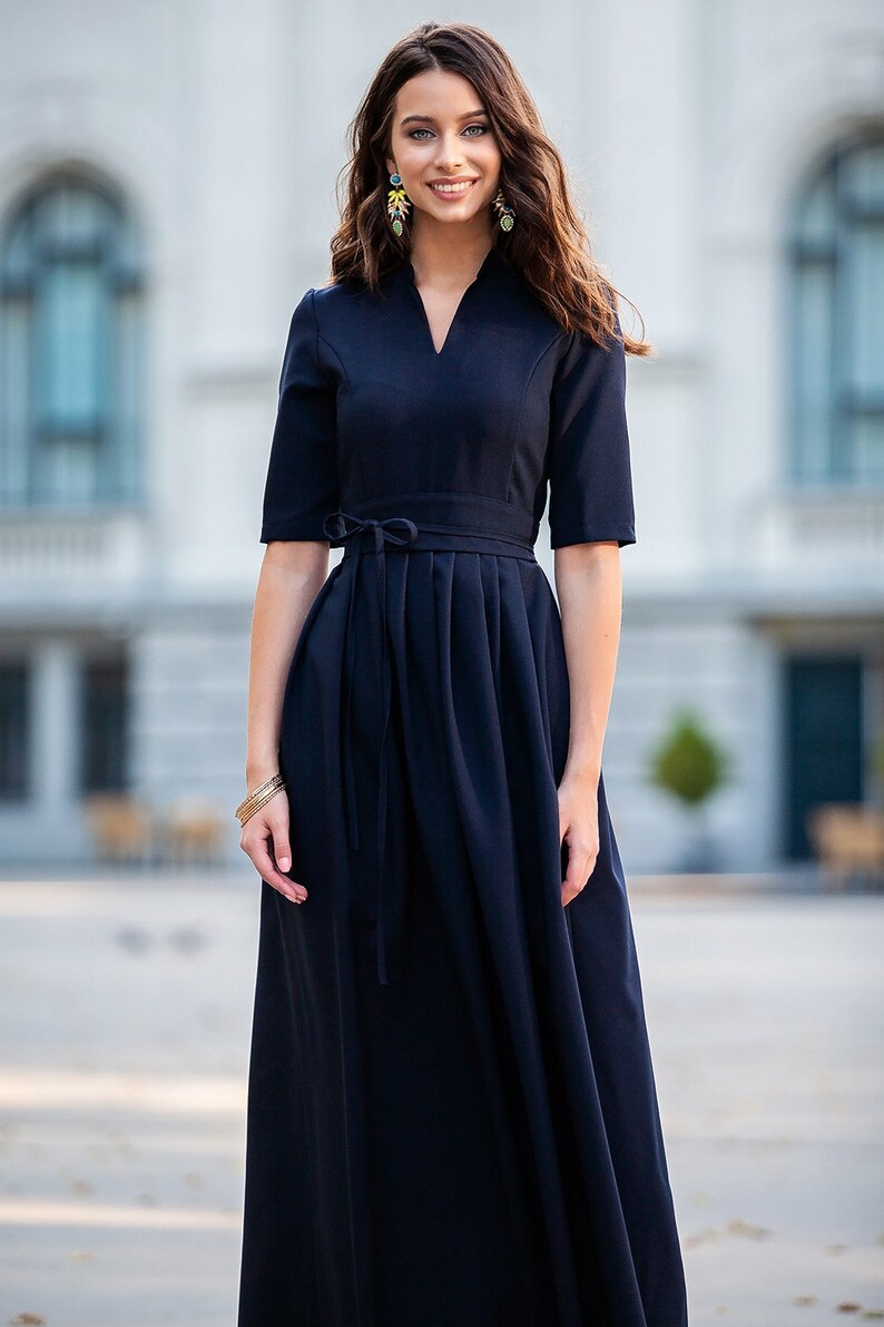 Classic Dark Blue Maxi Elegant Dress Perfect for Any Formal - Etsy