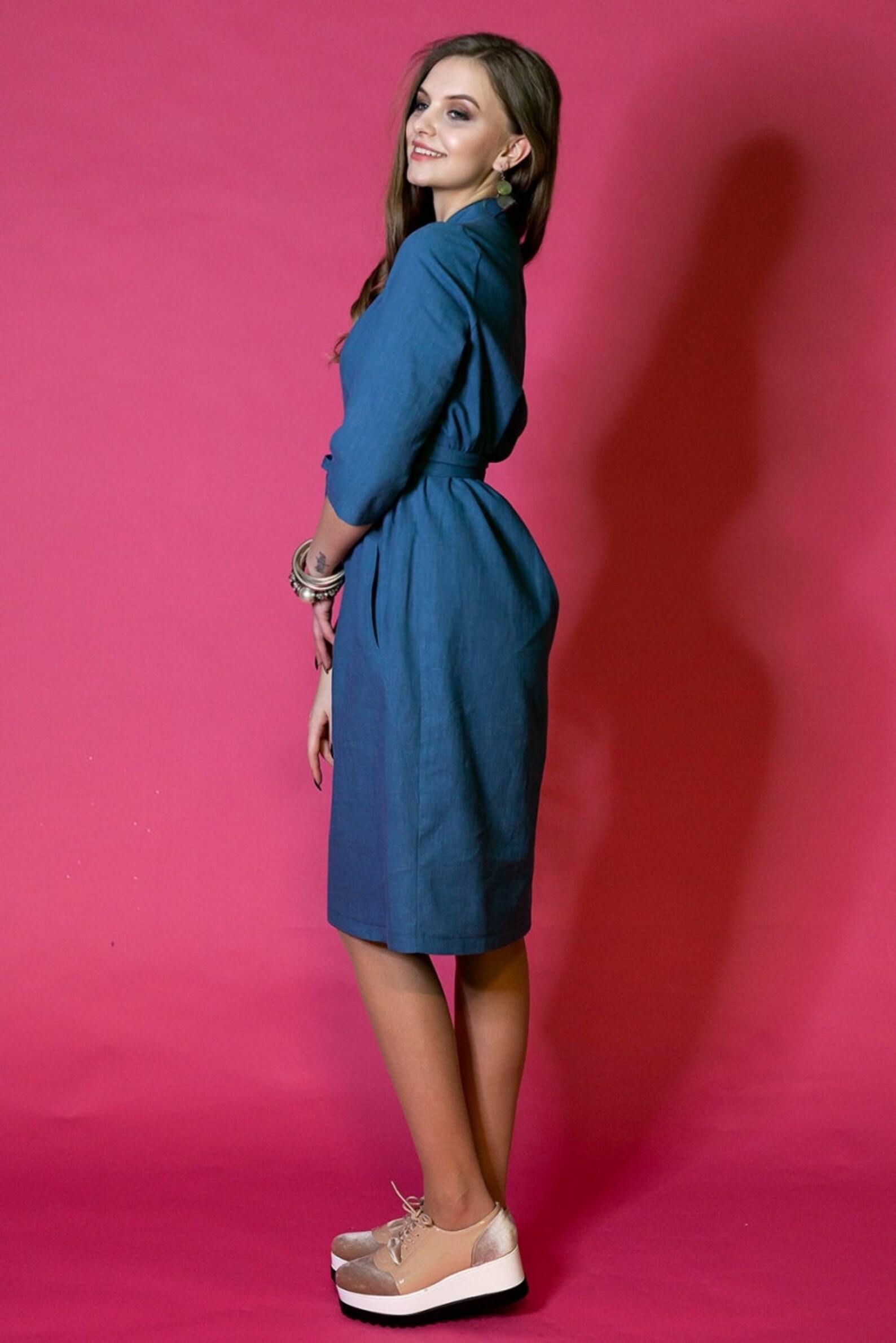 Linen Dress Women Raspberry Dress Linen Clothing Plus Size - Etsy