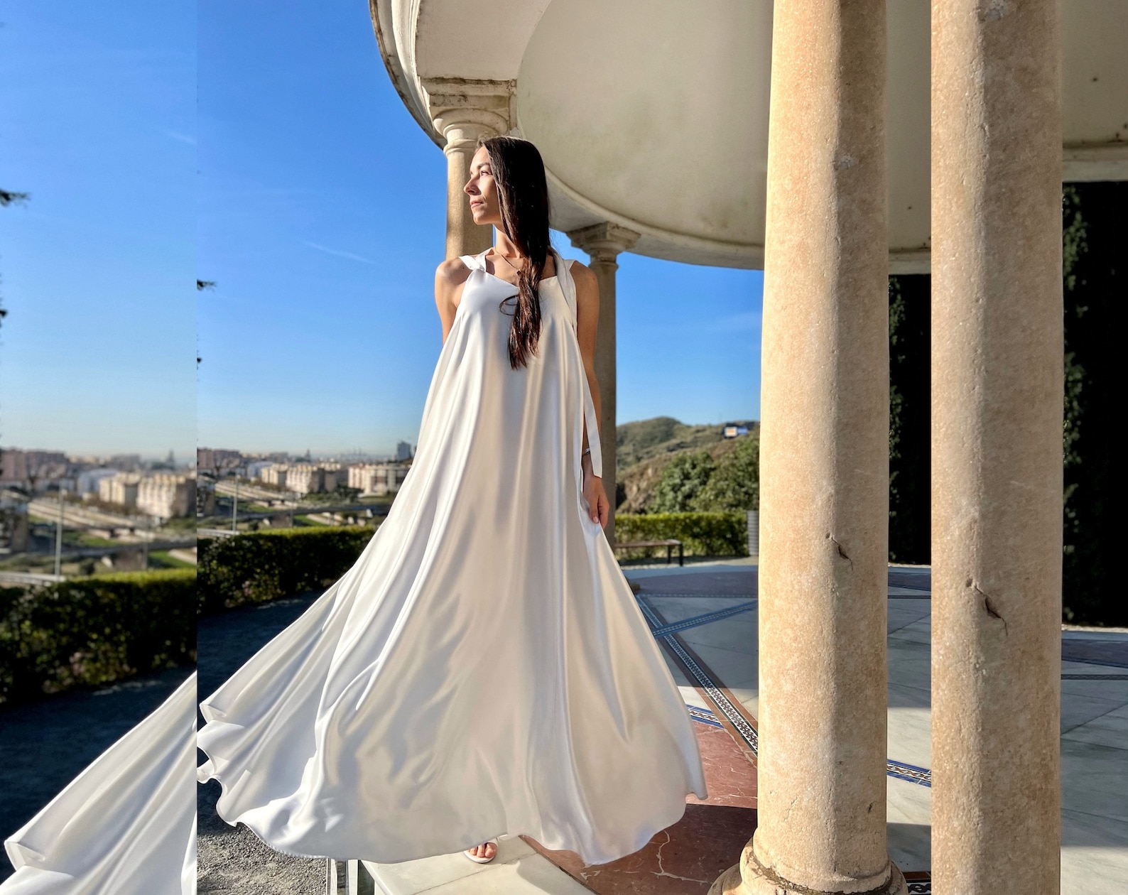 Elegant White Dress, Open Back Maxi Dress, Summer Wedding Guest Dress ...